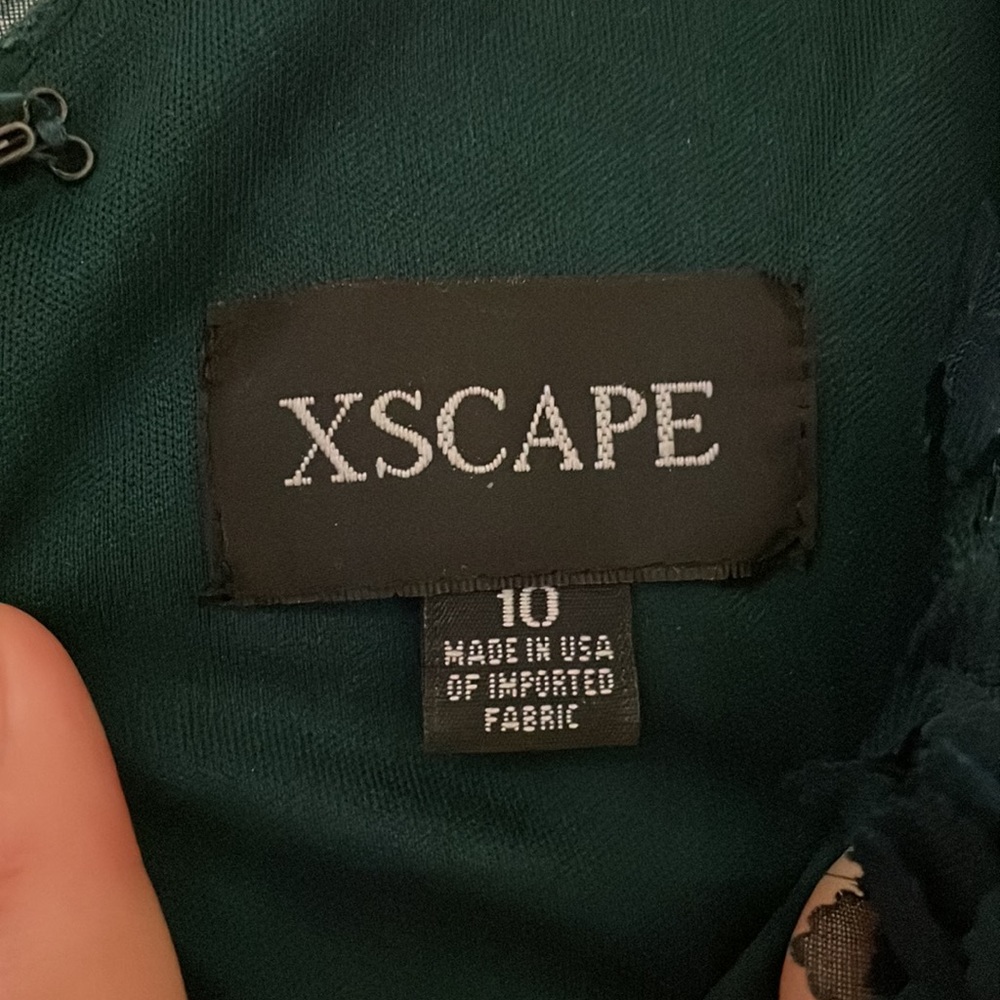 Xscape Floral Lace Emerald Green Prom Dress - Gem